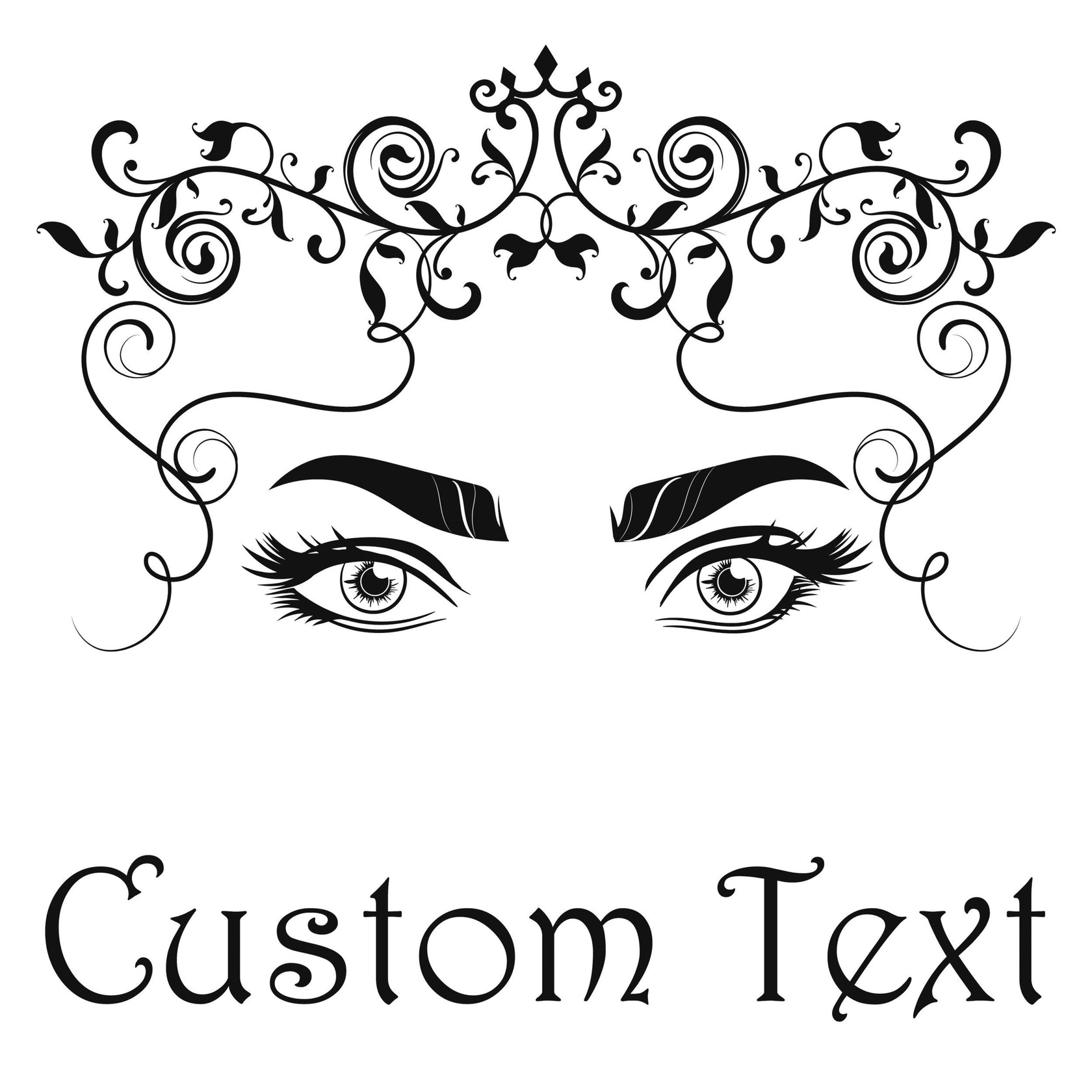 Personalized Vinyl Sticker of Eyes with Severe Look and Vintage Patter ...