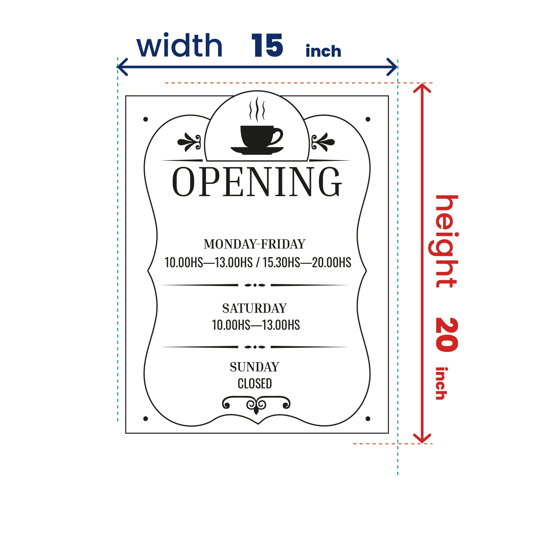 Personalized Coffee Shop Vinyl Decal -Custom Hours and Business Logo ...